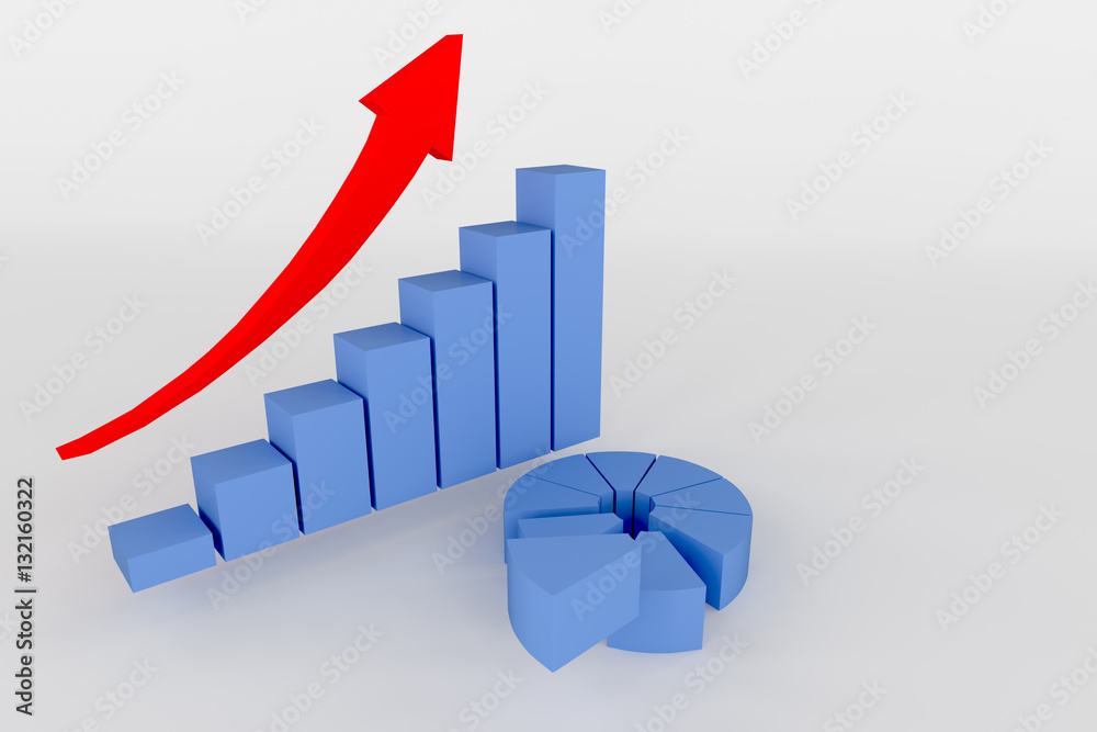 3D rendering of profit going up bar chart Stock Photo | Adobe Stock