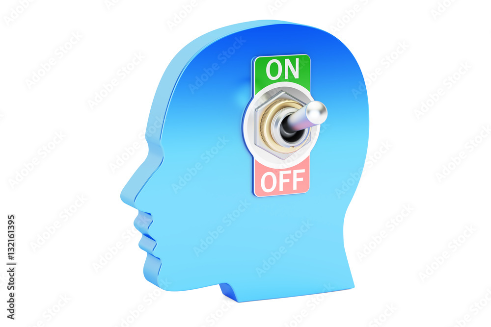 head with switch on-off, 3D rendering Stock Illustration | Adobe Stock
