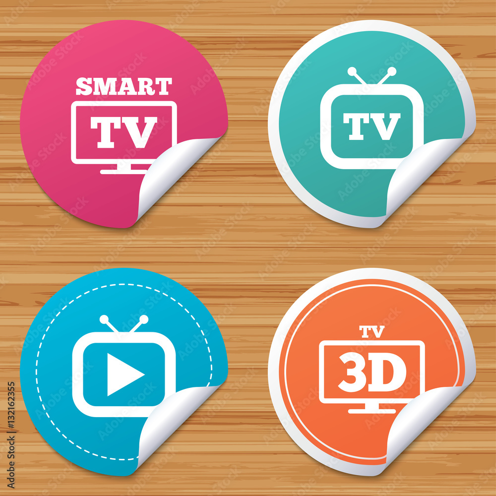 Smart 3D TV mode icon. Retro television symbol. Stock Vector | Adobe Stock