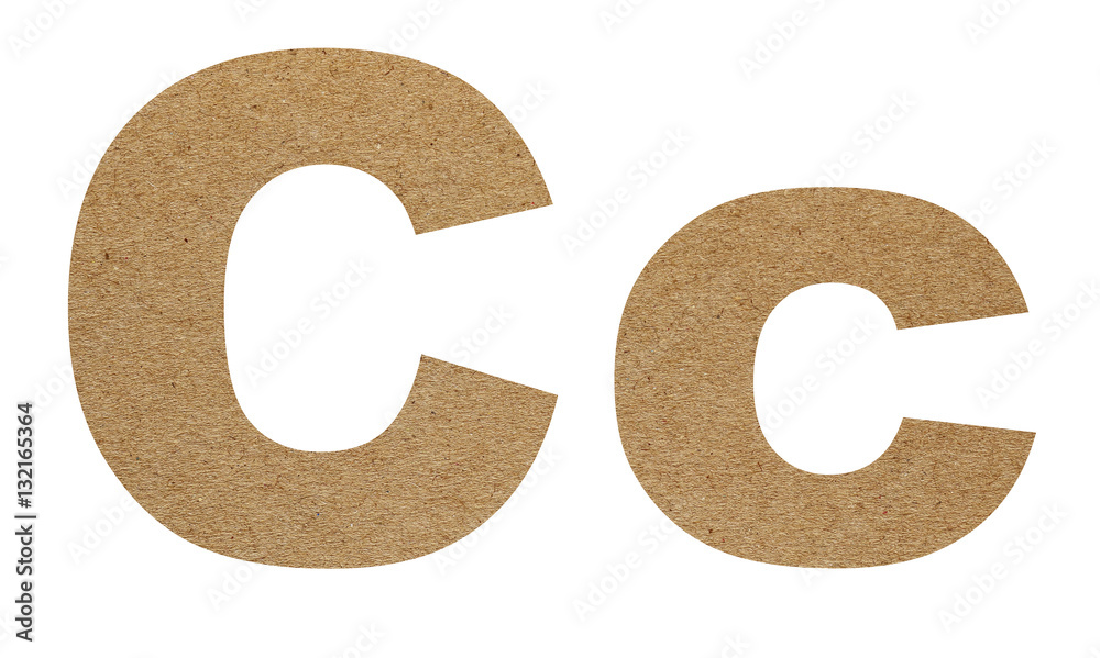 English alphabet texts made from old brown paper that isolated on white ...