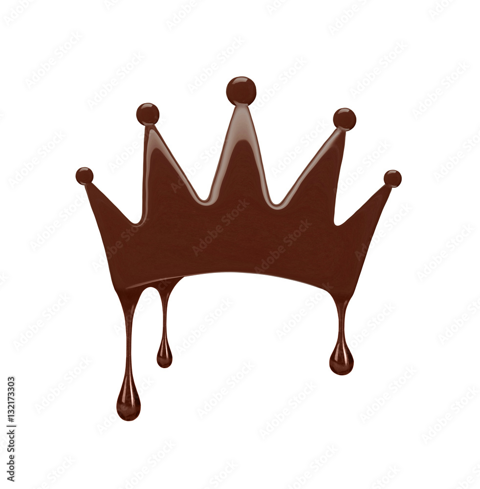 crown made of melted chocolate isolated on white background Stock ...