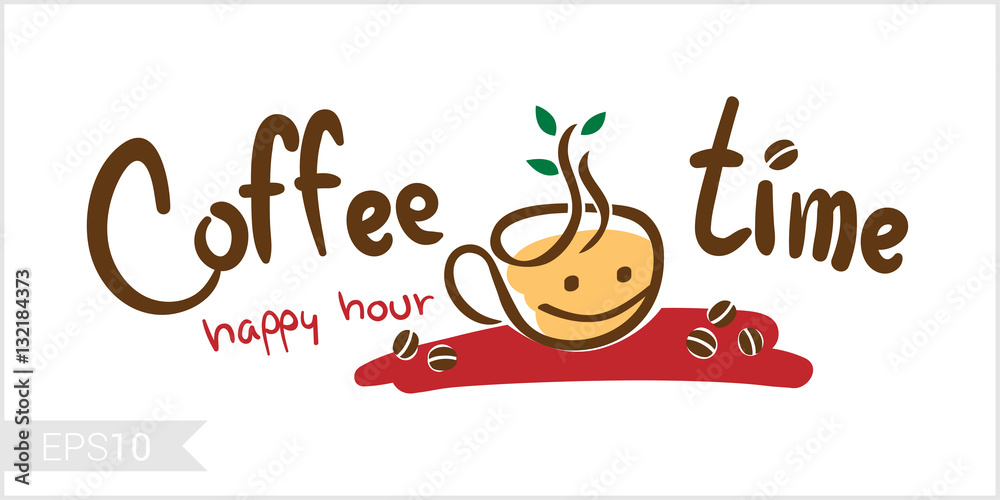 Coffee time, happy hour illustration for badge, label, identity Stock ...