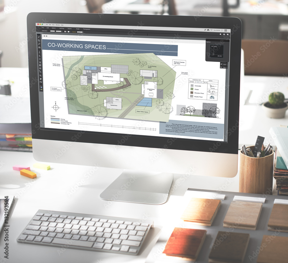 Co Working Space Architecture Plan Map Blueprint Design Concept Stock ...