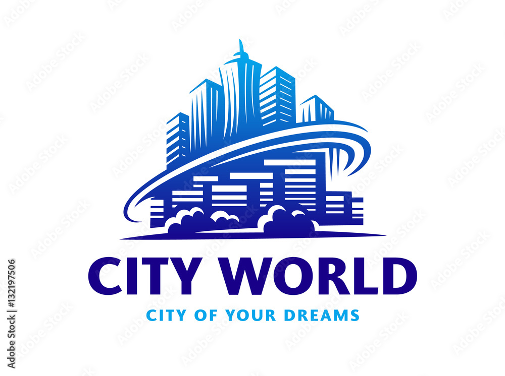 City world logo - vector illustration, emblem design Stock Vector ...