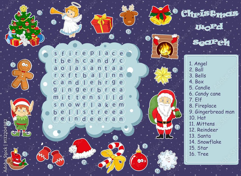 Logic game for learning English. Find the hidden words by vertic Stock ...