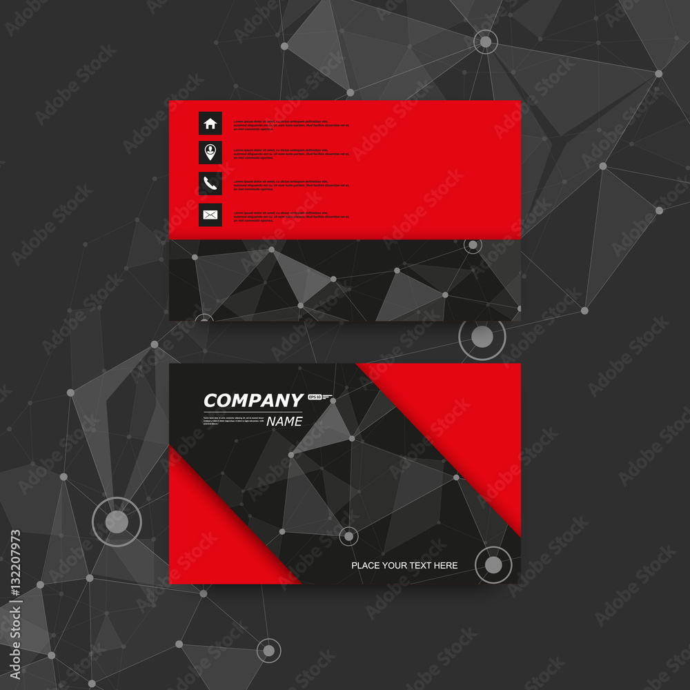 Abstract composition. Text frame surface. Black, red visiting card ...