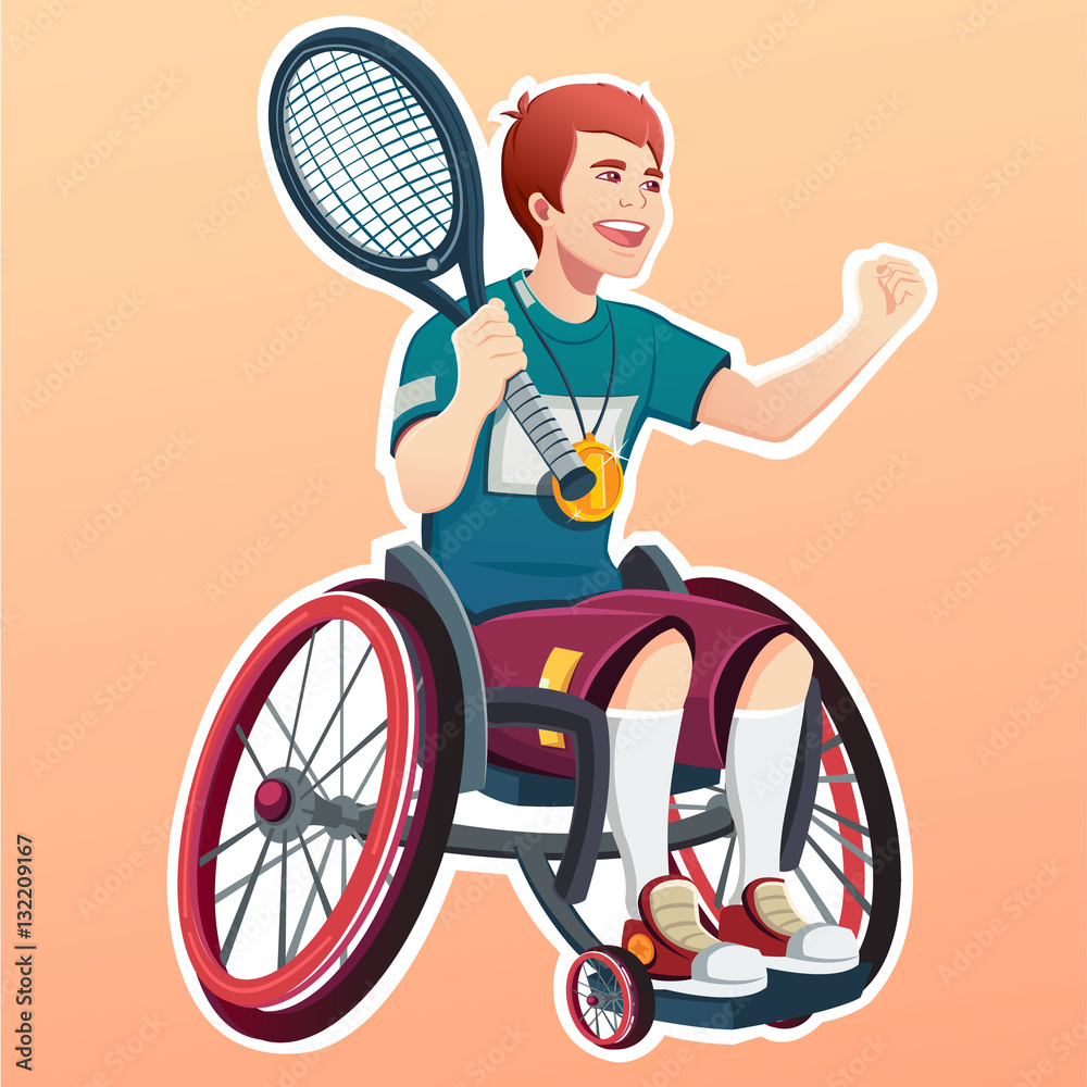 Young male disabled tennis player. Sport concept. Disabled tennis ...
