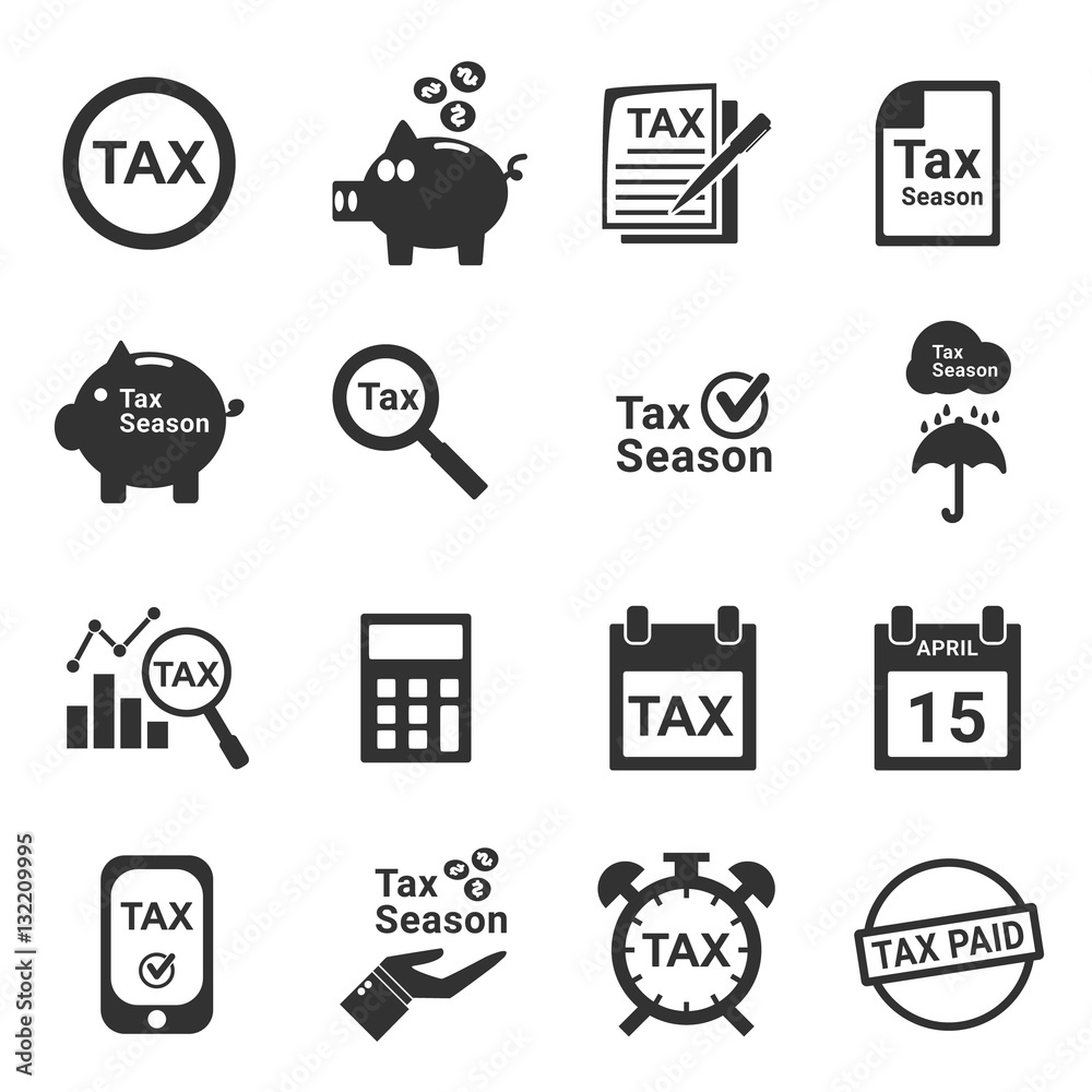 tax season icon silhouette vector set Stock Vector | Adobe Stock
