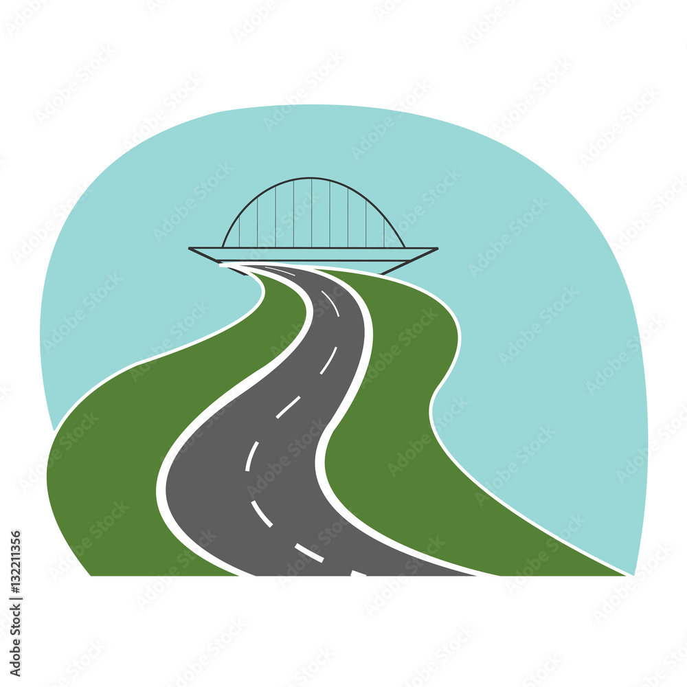 Highway road passes under the bridge Stock Vector | Adobe Stock