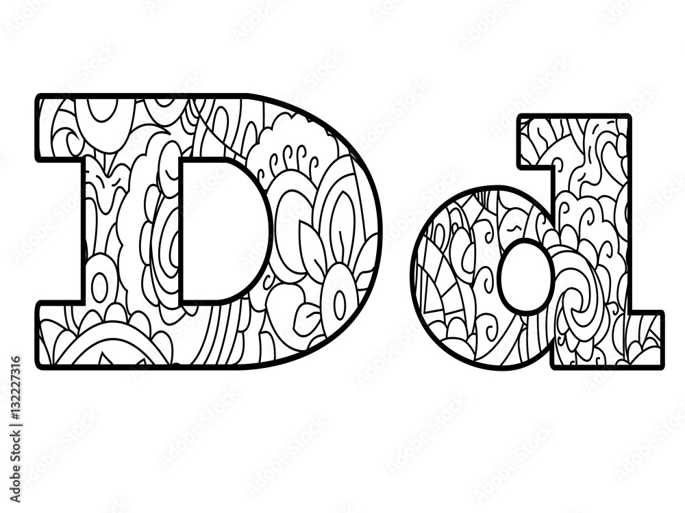 Anti coloring book alphabet, the letter D vector illustration Stock ...