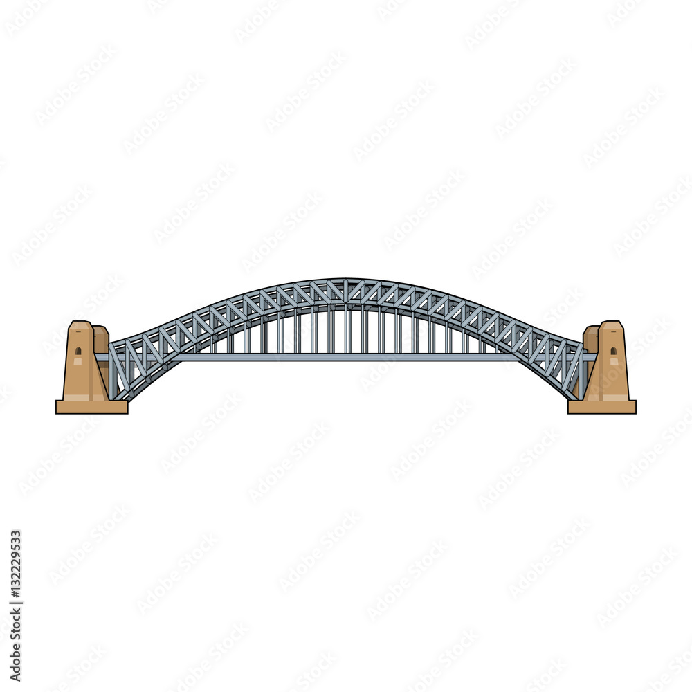 Sydney Harbour Bridge icon in cartoon style isolated on white ...