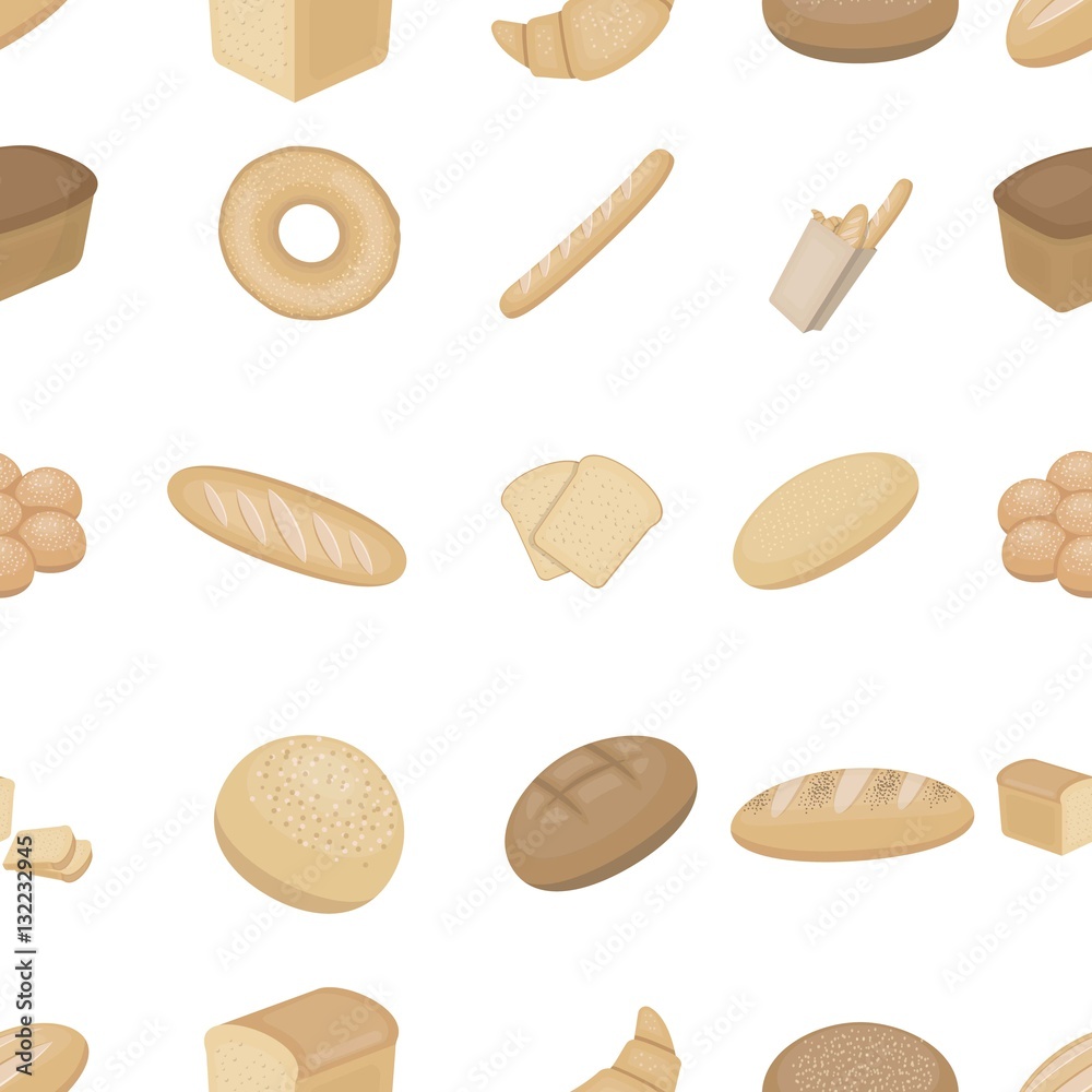 Bread pattern icons in cartoon style. Big collection bread vector ...