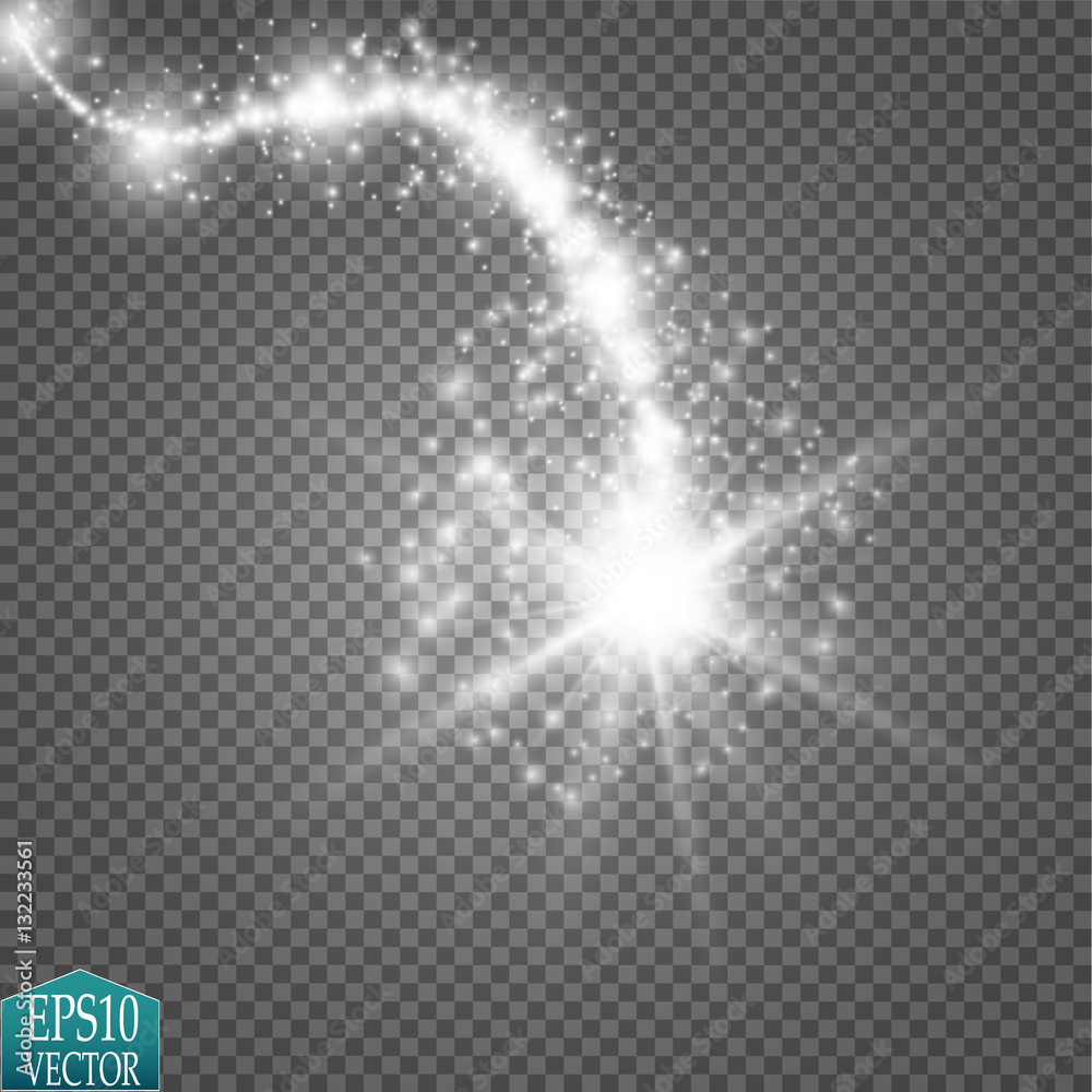 Vector white glitter wave abstract illustration. White star dust trail ...