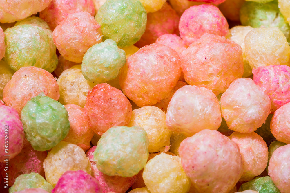 Bunter Puffreis als Makroaufnahme Stock-Foto | Adobe Stock