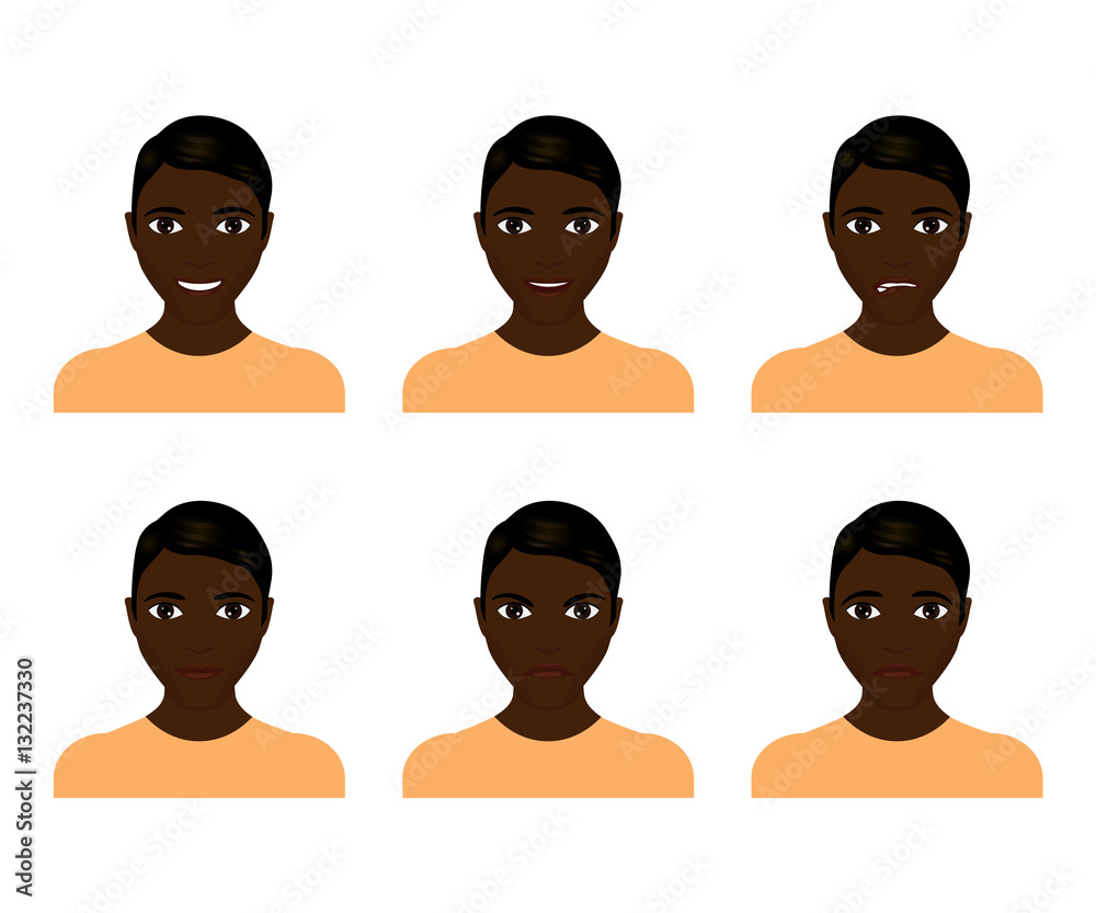 Young man face expressions composite isolated on white background ...