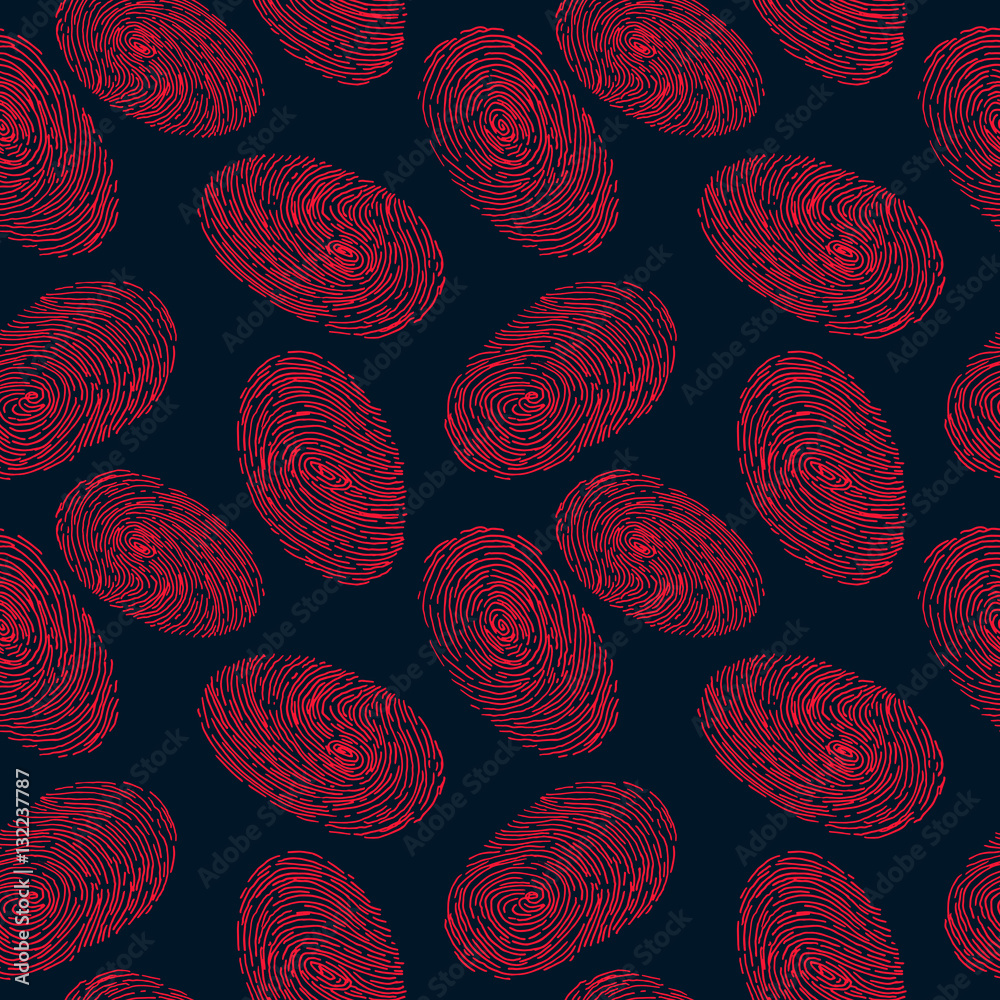 Vector fingerprint sketch seamless pattern design. Hand drawn outline ...