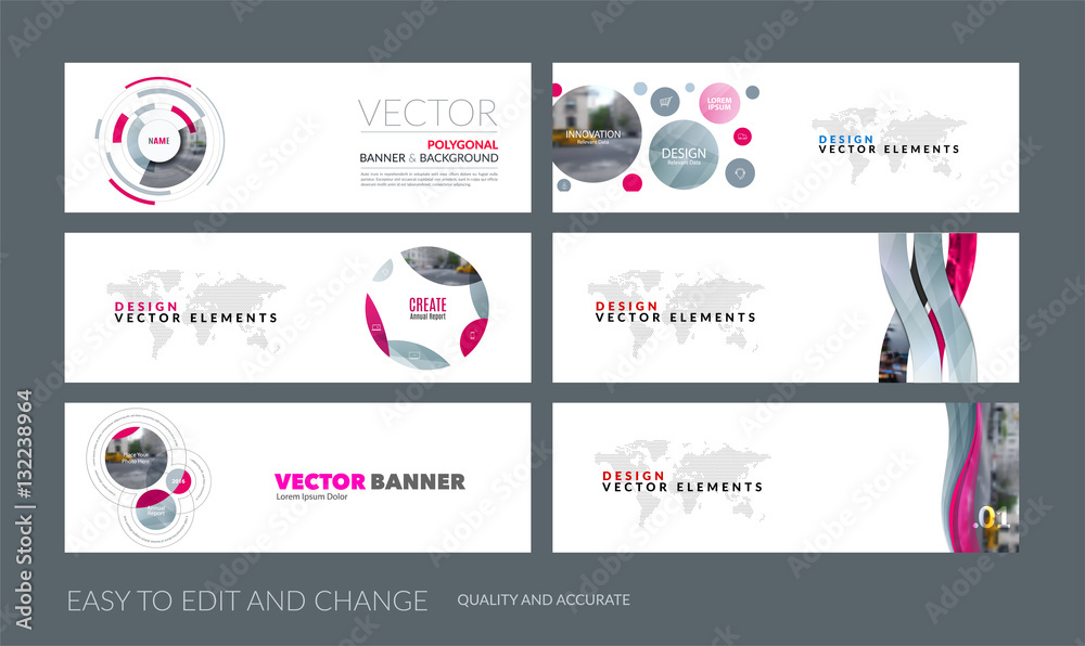 Vector set of modern horizontal website banners with colourful s Stock ...