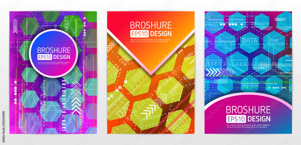 Abstract technology brochure. Futuristic book cover layout. Digital ...