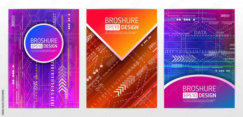 Abstract technology brochure. Futuristic book cover layout. Digital ...