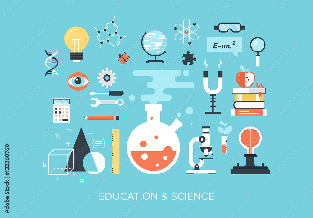 Flat Education and Science Illustration Stock Template | Adobe Stock