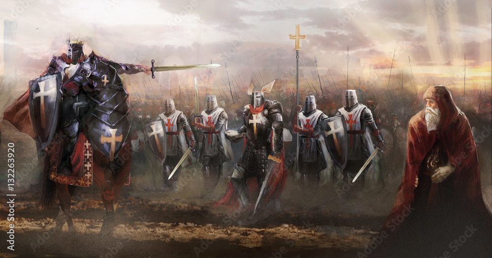 crusaders marching to concord enemy Stock Illustration | Adobe Stock