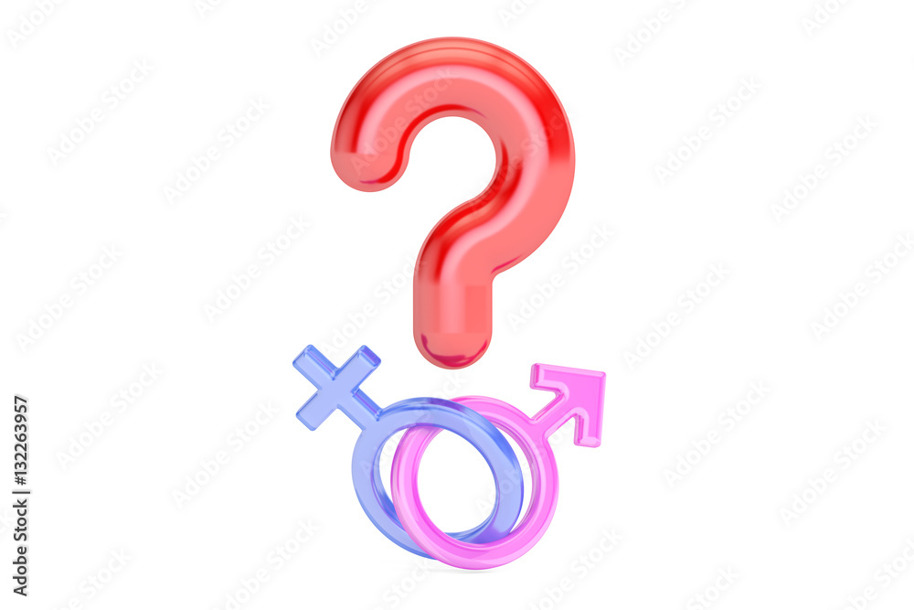 Question mark with gender female and male symbols , 3D rendering Stock ...