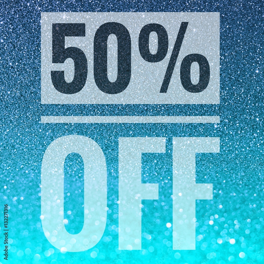 Sale fifty percent off sign on blue glitter background Stock ...