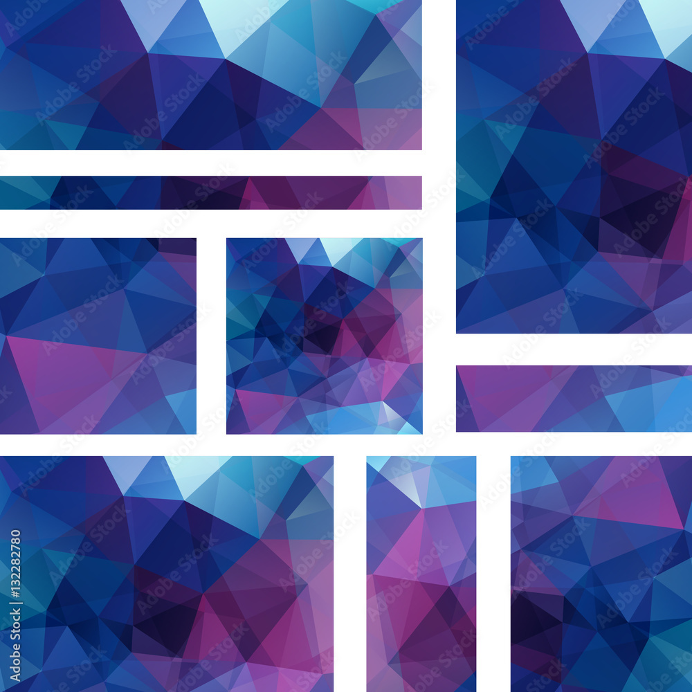 Horizontal and vertical banners set with polygonal triangles. Polygon ...