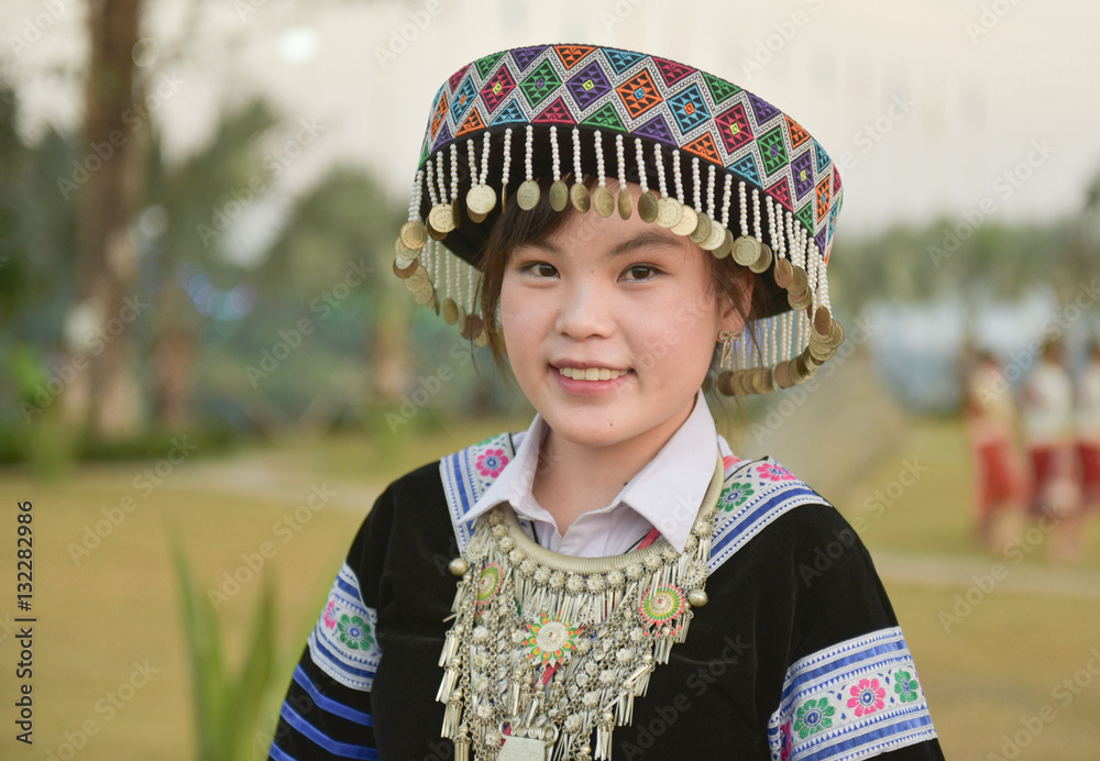 hmong hilltribe in beautiful costume dress Stock Photo | Adobe Stock