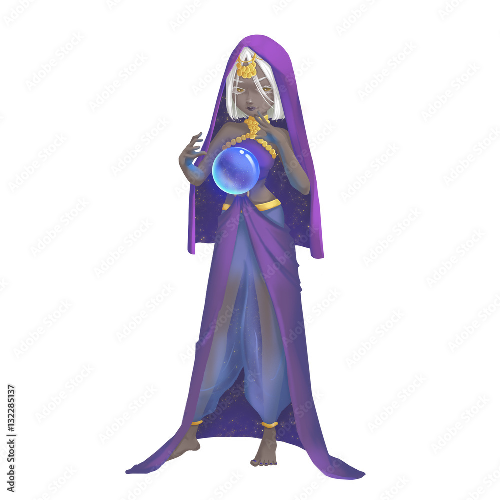 Cool Characters Series: India Girl Astrologer isolated on White ...