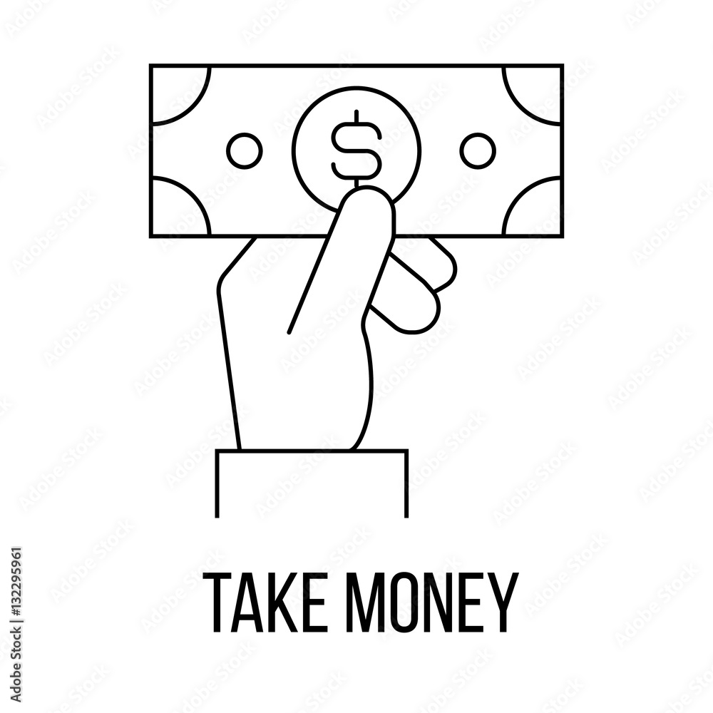 Take money icon or logo line art style. Stock Vector | Adobe Stock