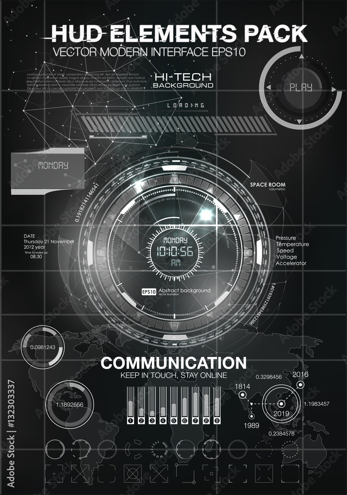 HUD background outer space. infographic elements. futuristic user interface. Vector science ...