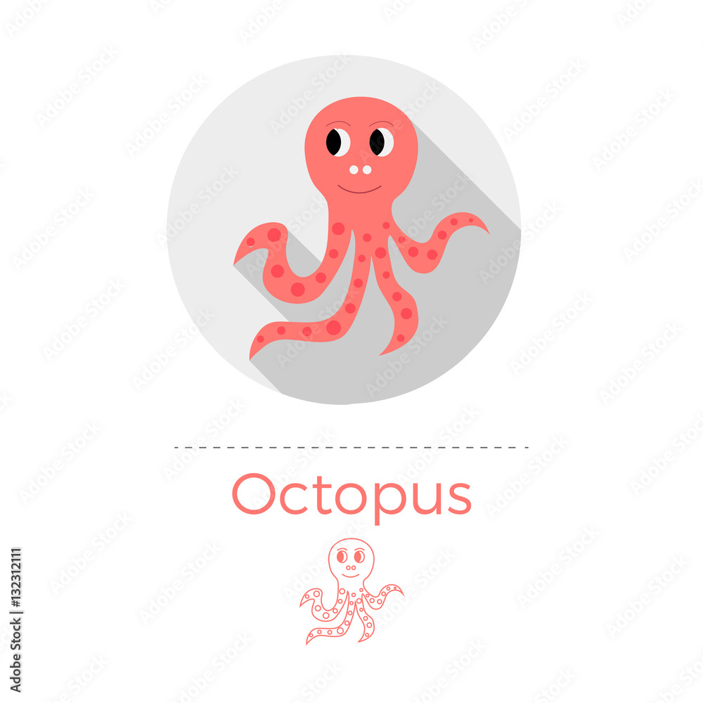 Octopus vector illustration in flat design Stock Vector | Adobe Stock