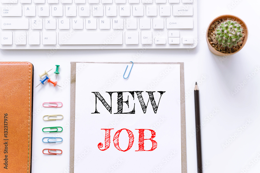 Text New job on white paper background / business concept Stock-Foto ...