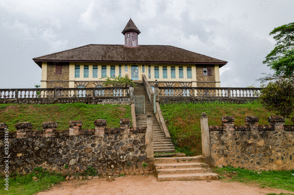 Museum at traditional palace of the Fon of Bafut with brick and tile ...