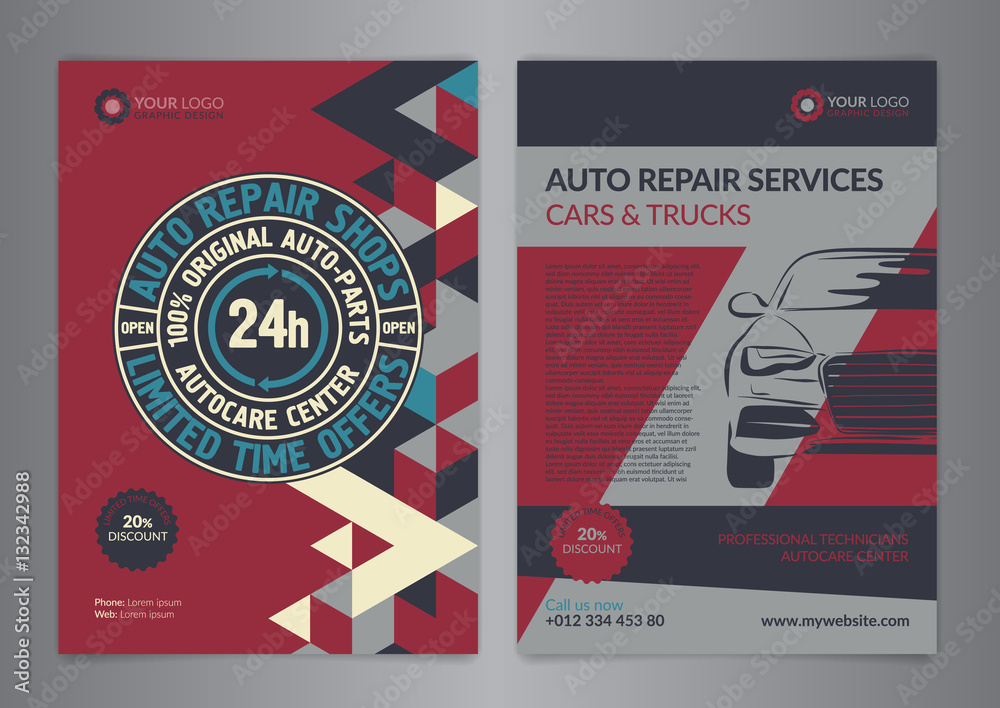 Set Automotive Service Centers business layout templates. A4 auto ...
