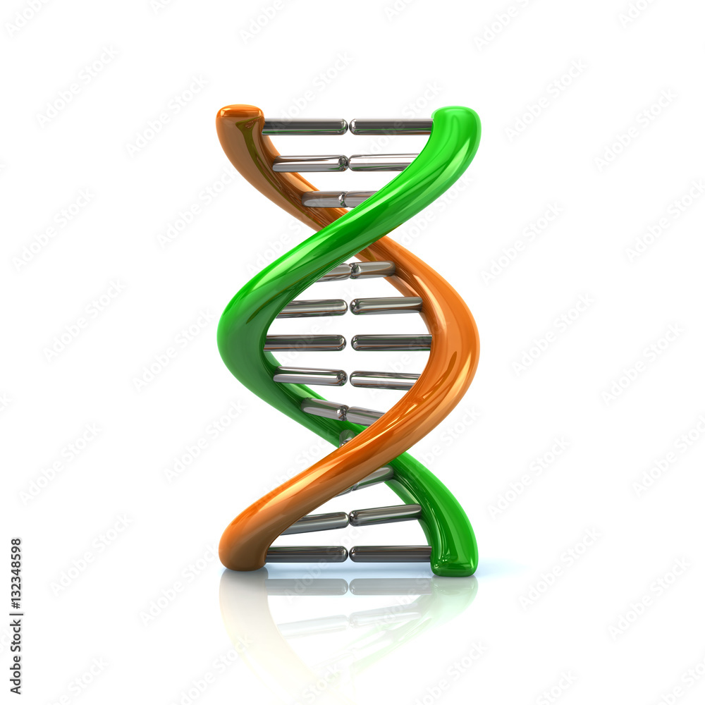 3d illustration of green an orange DNA molecule icon Stock-Illustration ...