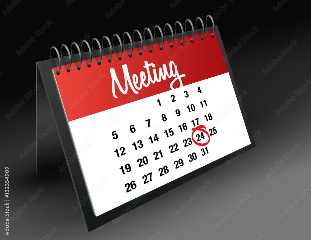 Meeting Day mark on calendar, vector illustration Stock Vector | Adobe ...