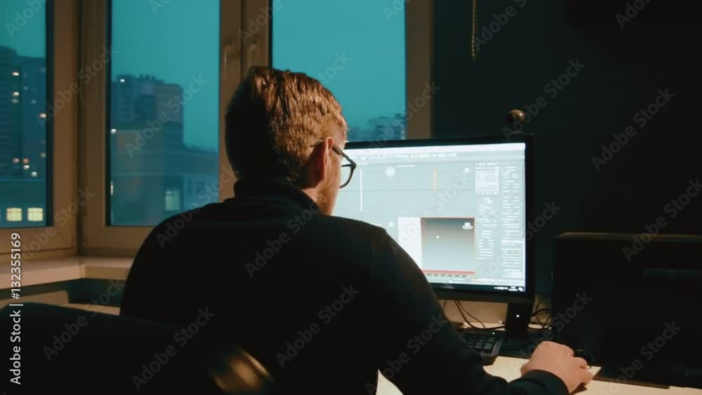 Young 3d designer is working on 3d model Stock Video | Adobe Stock