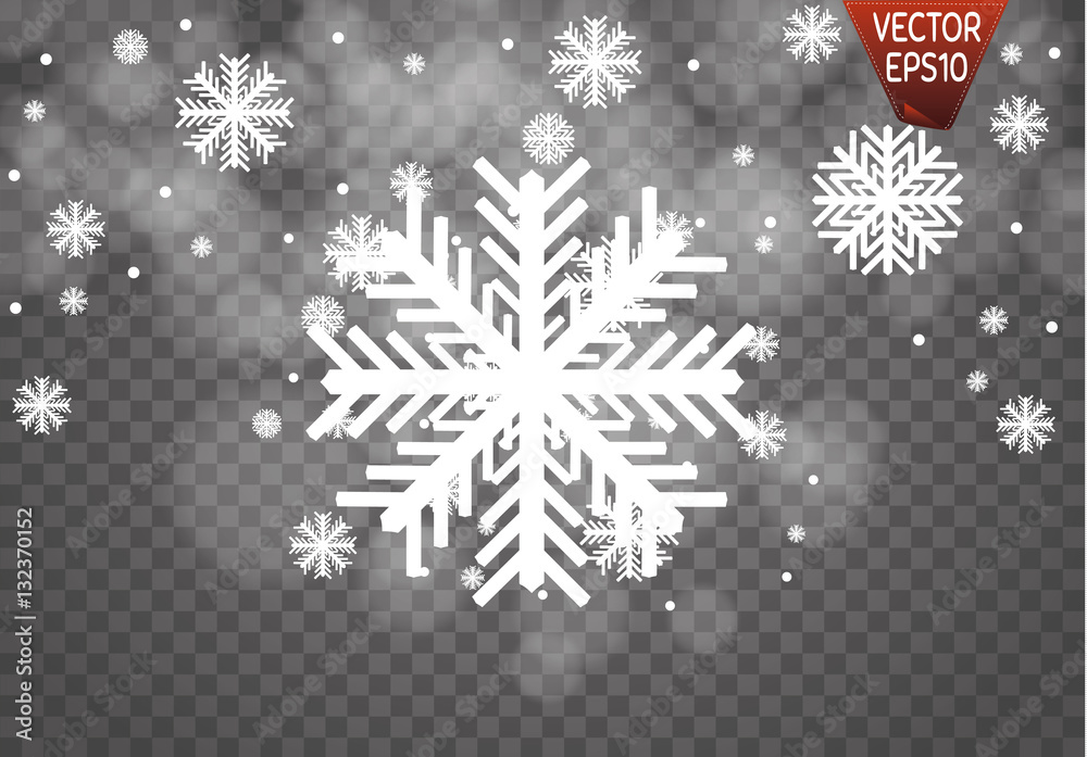 Vector falling snow effect isolated on transparent background with ...