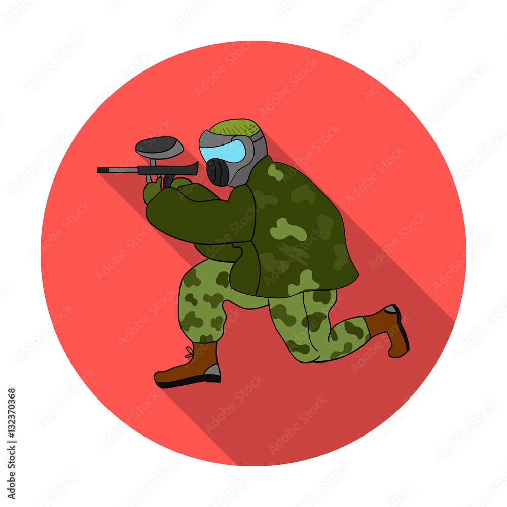 Paintball player icon in flat style isolated on white background ...