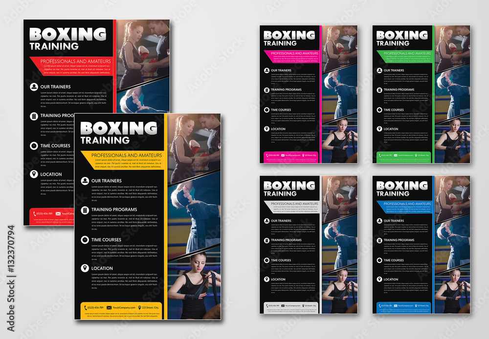 Boxing Gym Workout Flyer Layout Stock Template | Adobe Stock