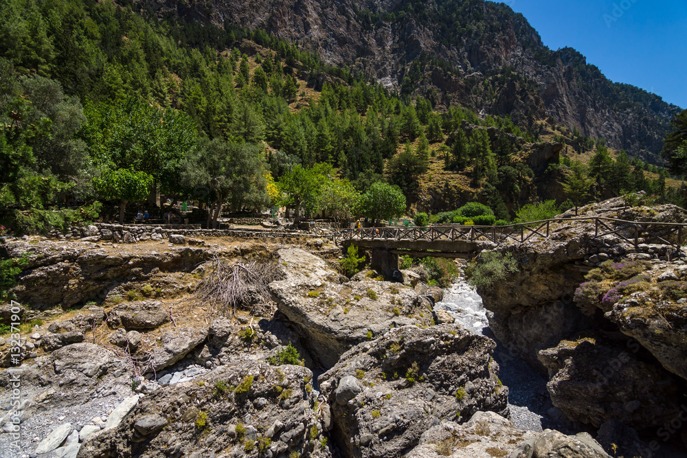 Samaria Gorge. The ruins of an abandoned village. Island of Crete ...