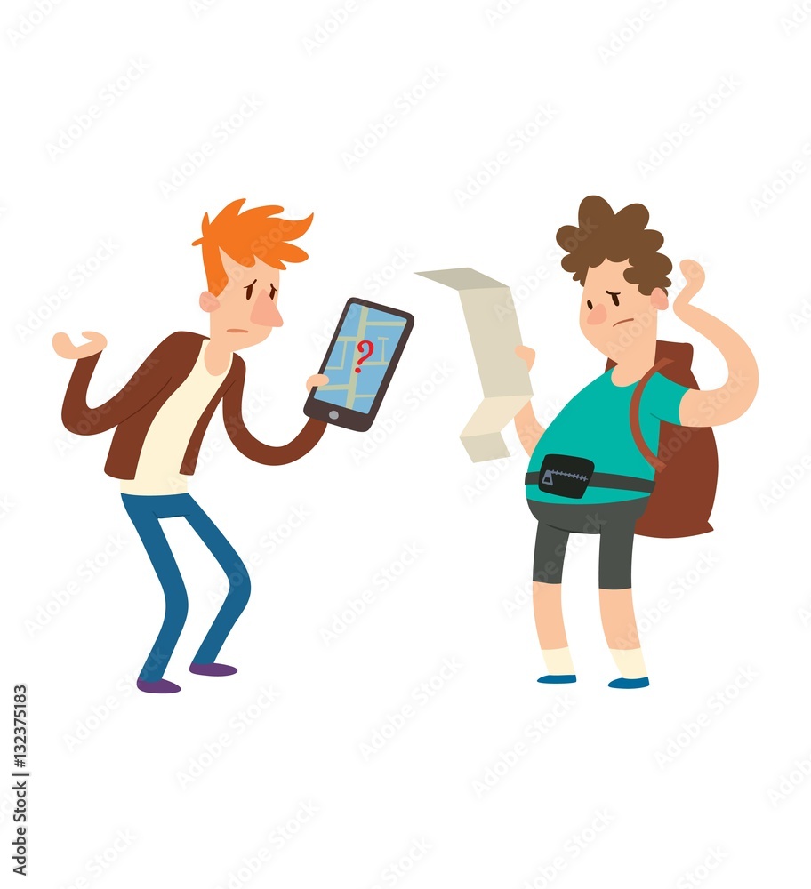 People with maps vector. Stock Vector | Adobe Stock