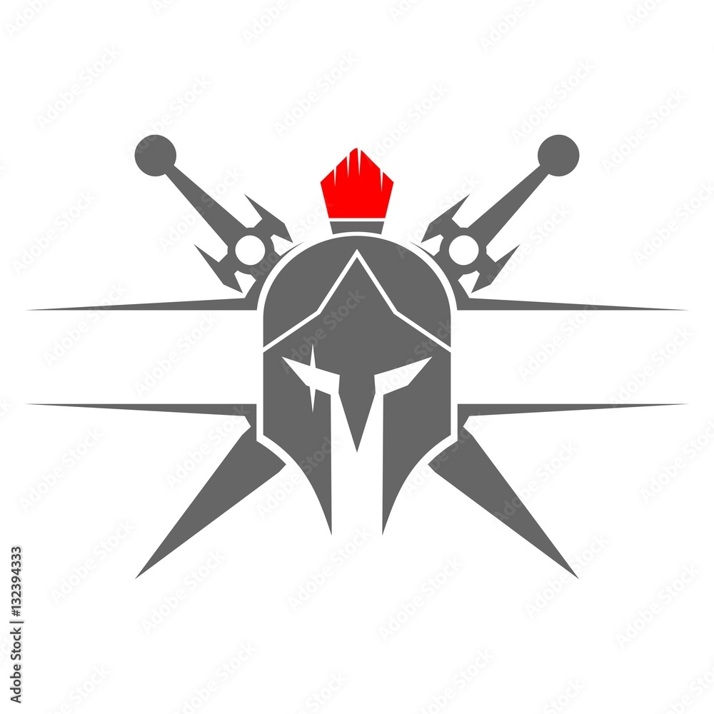 Spartan helmet and sword logo vector Stock Vector | Adobe Stock