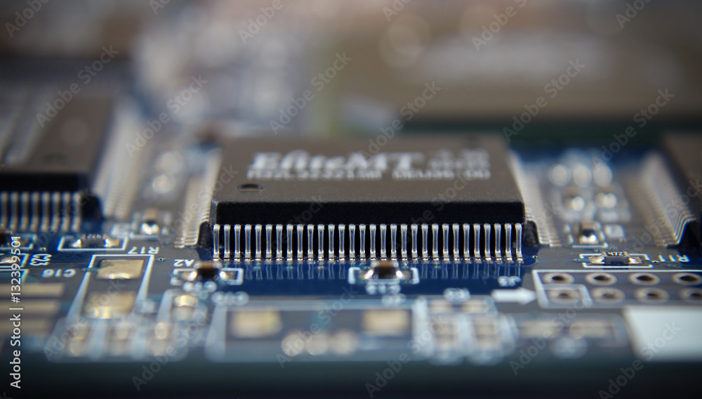 computer chip board Electronics motherboard high tech green blue Stock ...