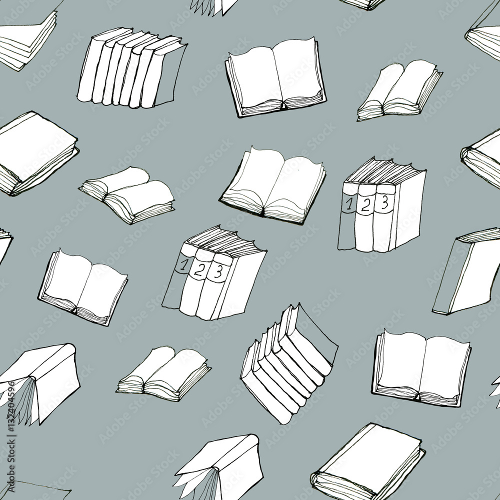 Seamless pattern with books Stock Vector | Adobe Stock