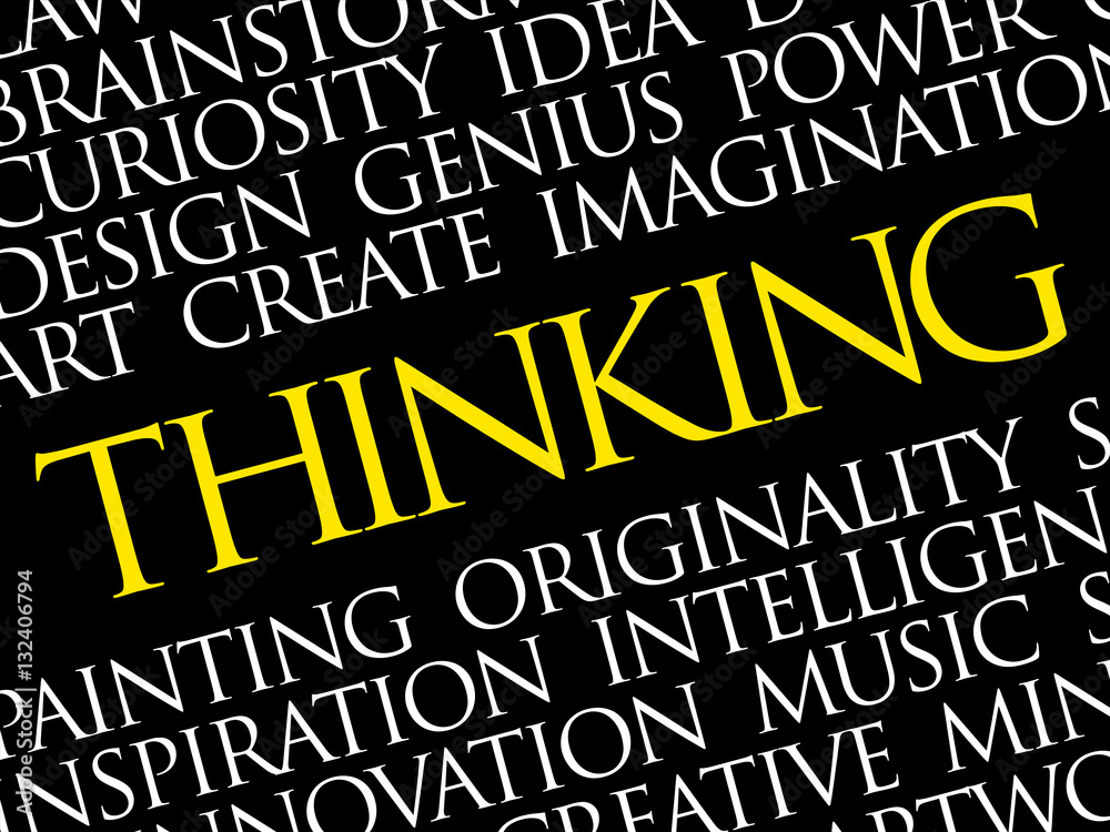 Thinking word cloud collage, creative business concept background Stock ...