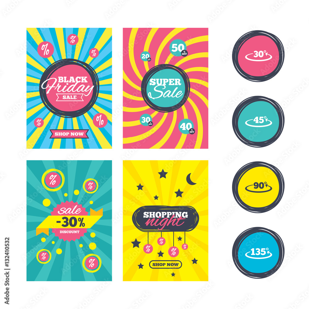 Angle degrees icons. Geometry math signs. Stock-Vektorgrafik | Adobe Stock