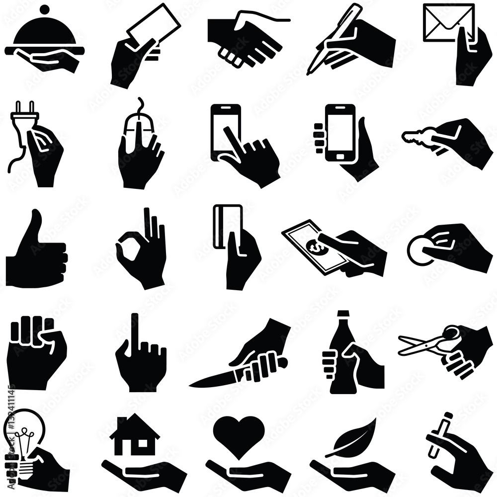 Hand icon collection - vector silhouette illustration Stock Vector ...